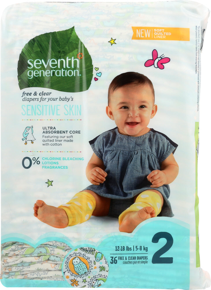 SEVENTH GENERATION: Baby Free & Clear Diapers Stage 2 12-18 Pounds, 36 ...